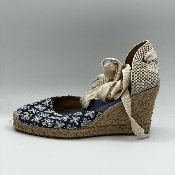 Soludos | Shoes | Soludos Embroidered Espadrille Wedge Ankle Tie Shoes ...